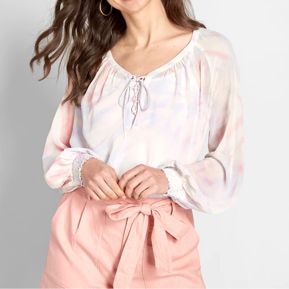 Modcloth | Tops | New Modcloth Medium Tie Dye Sheer Peasant Blouse Pink ...